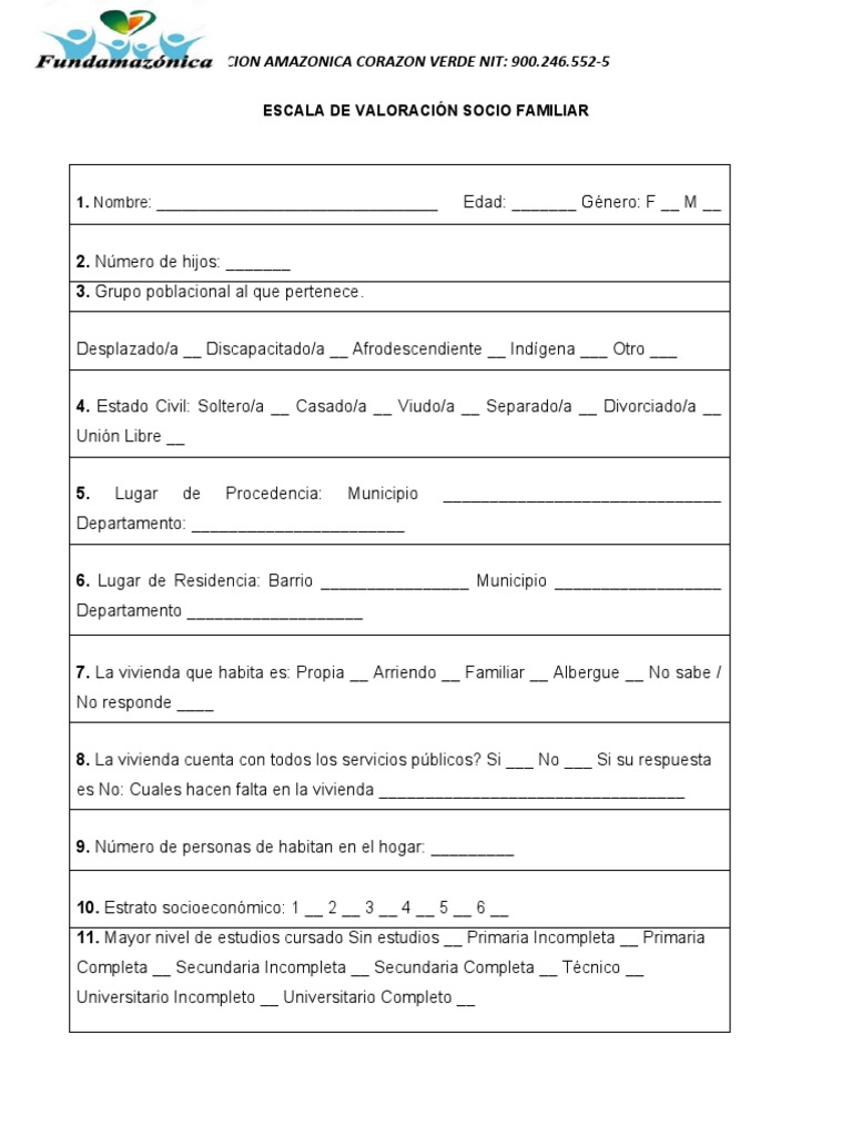 Escala de Valoración Socio Familiar N°1 | PDF