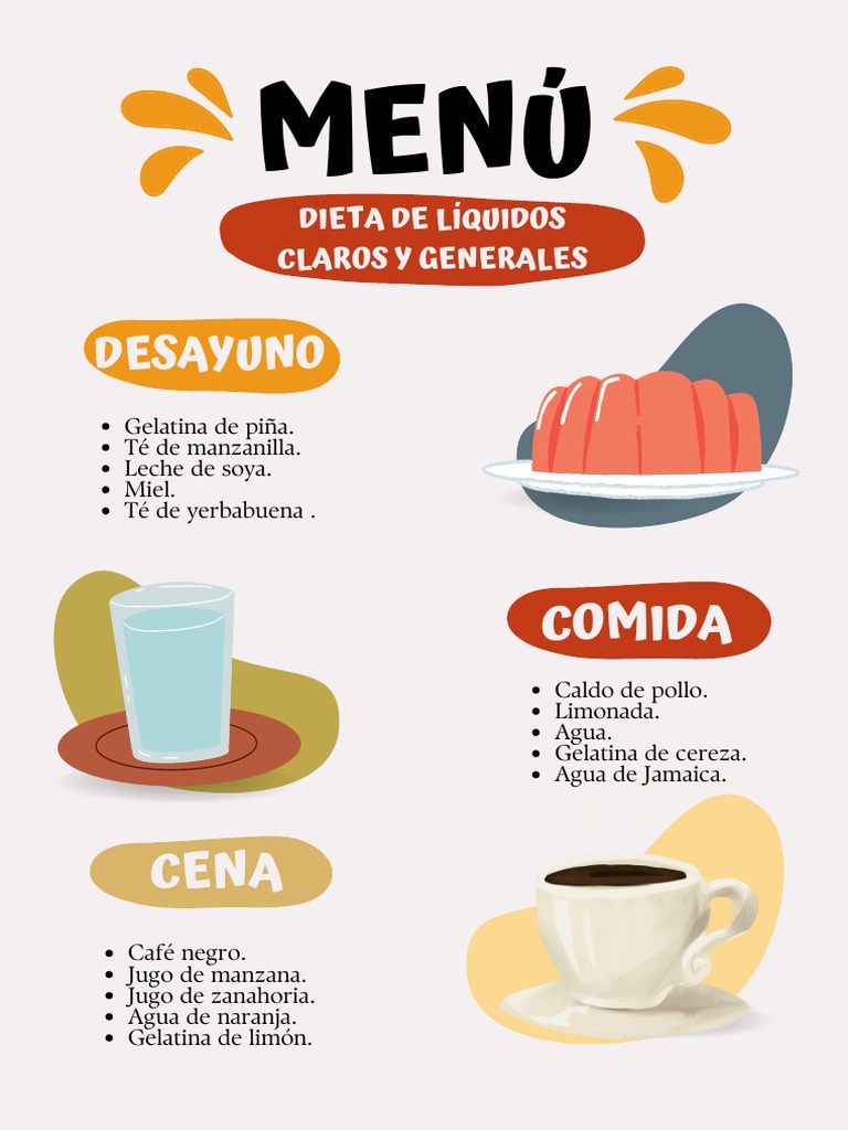 Menú - Dieta de Líquidos Claros y Generales | PDF | Salud y bienestar