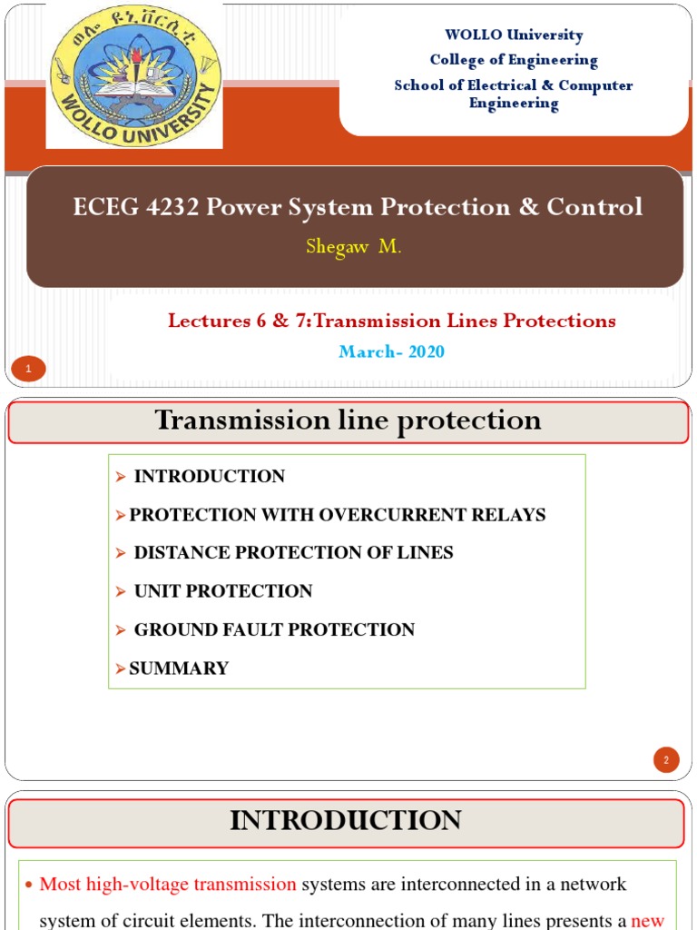 Lec 6 & 7 - Transmission Line Protection | PDF | Relay | Electric Power Transmission