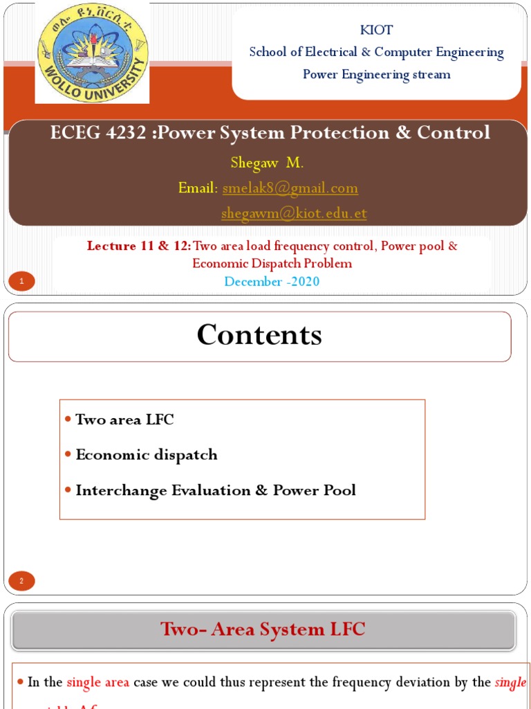 Lec 11 & 12 - Two Area LFC, Dispatch & Pool | PDF | Electric Power Transmission | Electricity ...