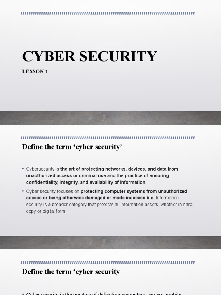 Cyber Security Lesson 1 | PDF | Security | Computer Security