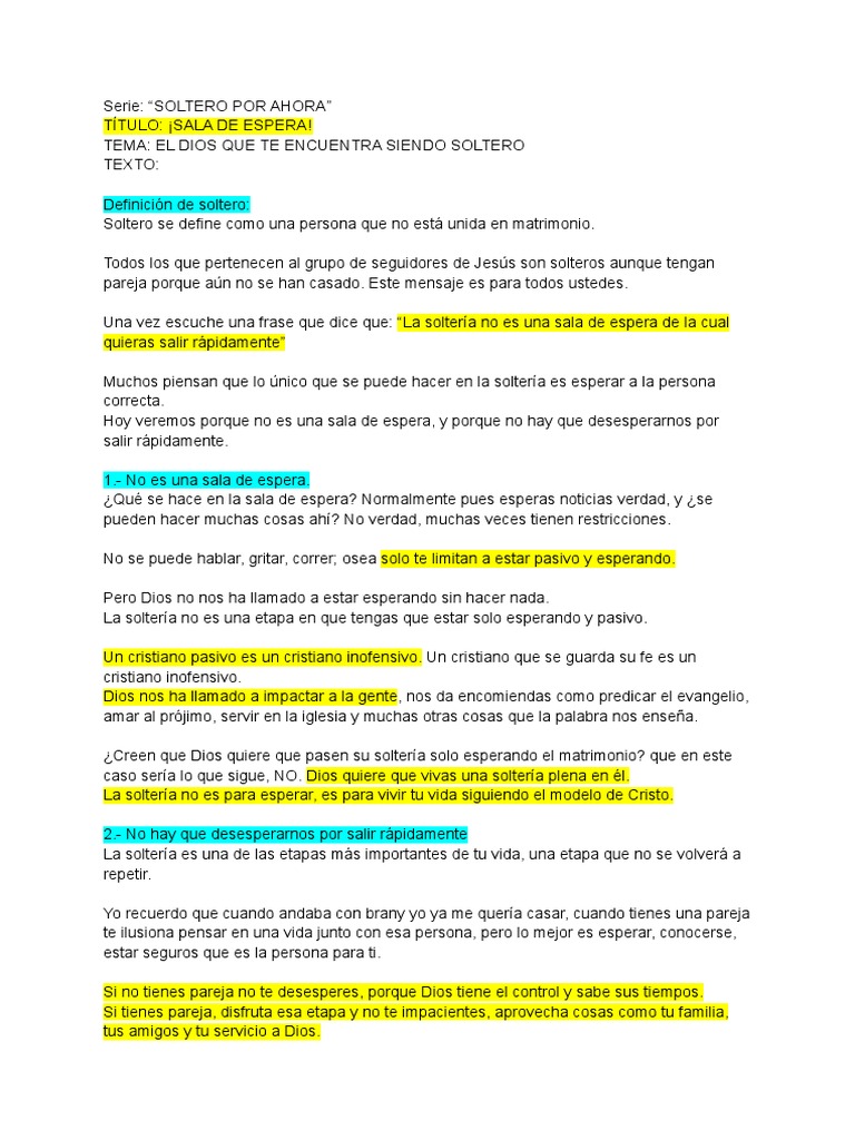 Serie SOLTERO POR AHORA | PDF | Víspera | Amor