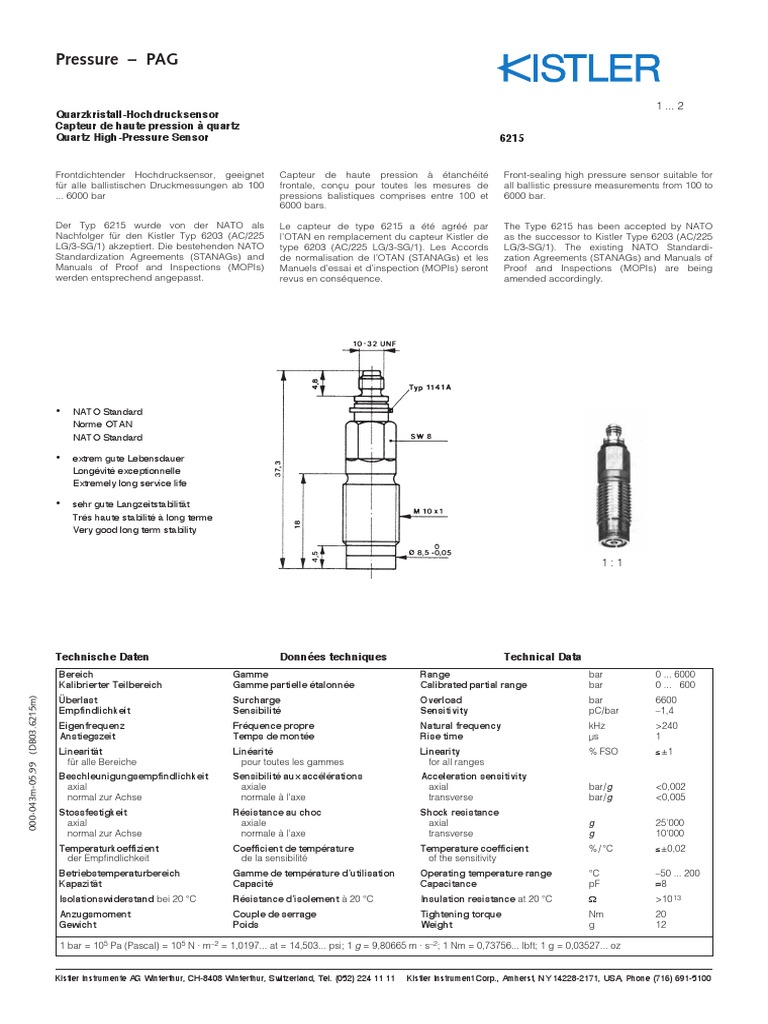 Pressure Model 6215 | PDF | Métrologie | Grandeur physique