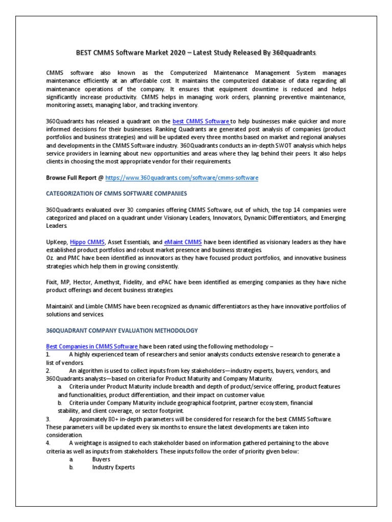 Best CMMS Software | PDF