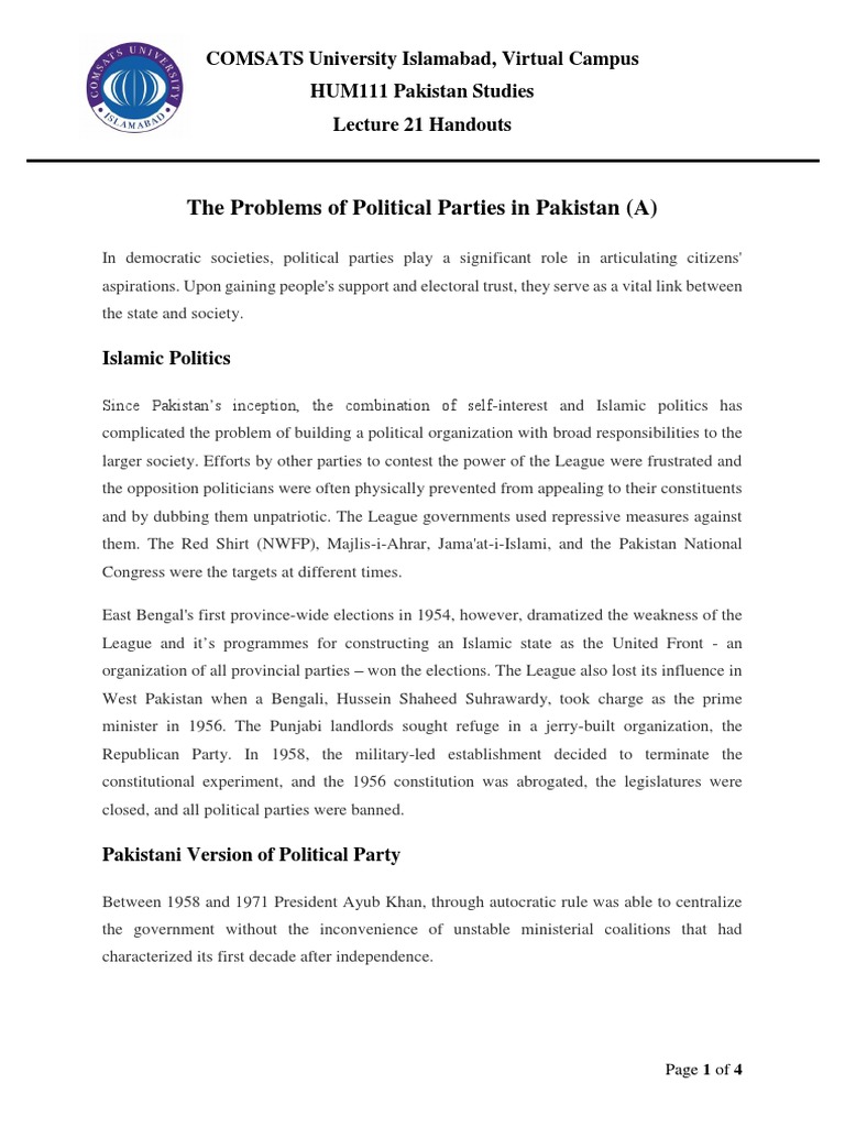 Lecture 21-25 | PDF | Civil–Military Relations | Pakistan