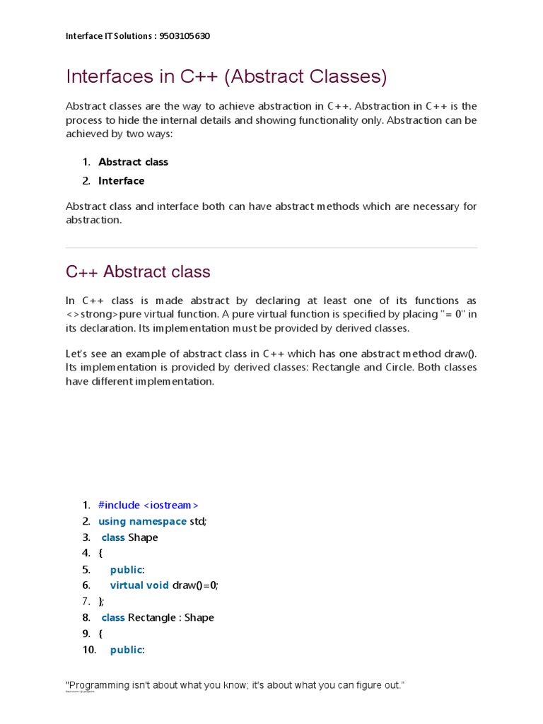 Abstraction | PDF | Class (Computer Programming) | C++