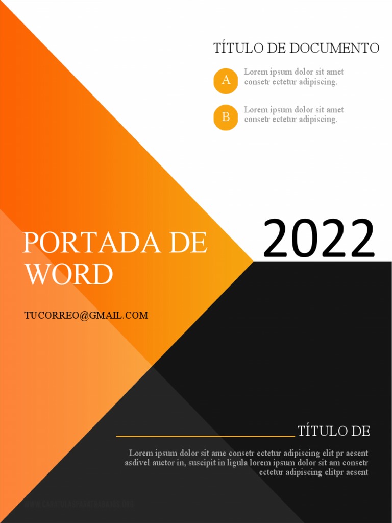 Portada para Word Naranja Negro Profesional | PDF