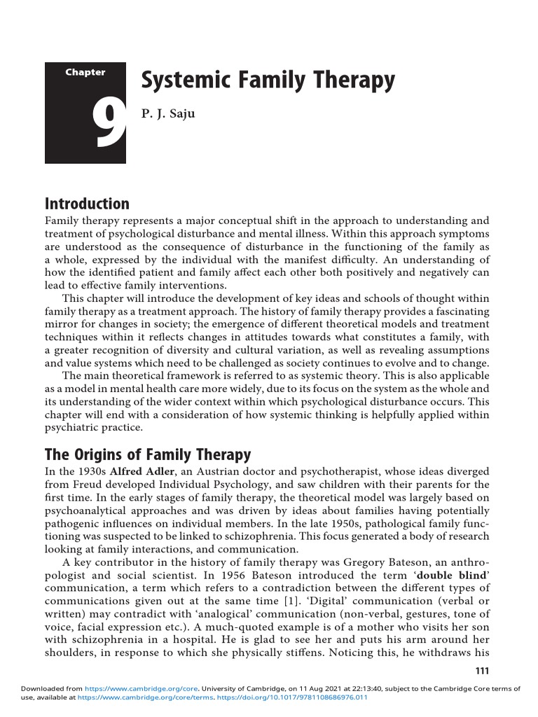 Systemic Family Therapy | PDF | Psychotherapy | Family Therapy