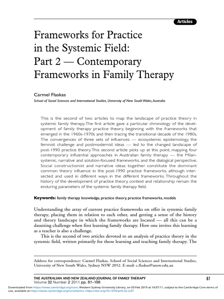 Frameworks For Practice in The Systemic Field: Part 2 | PDF ...