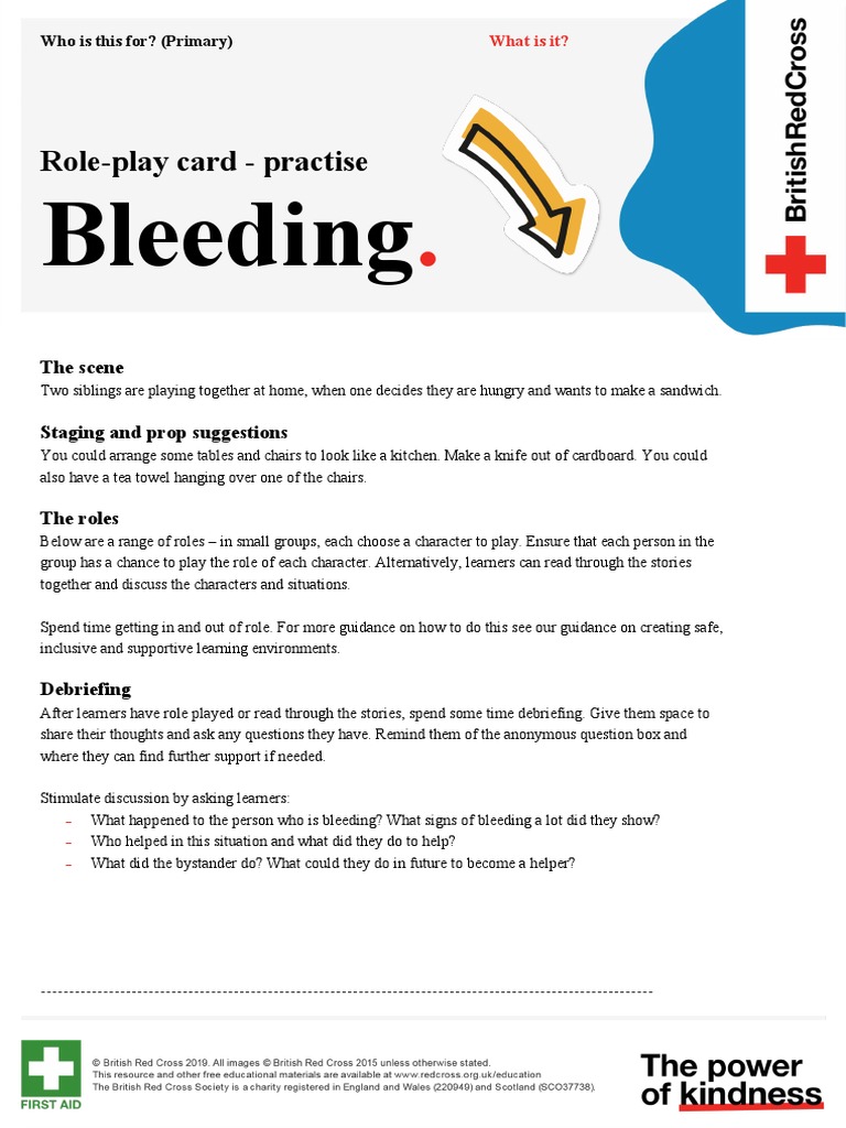Bleeding Role Play Card - Practise - 0507 | PDF | Sibling
