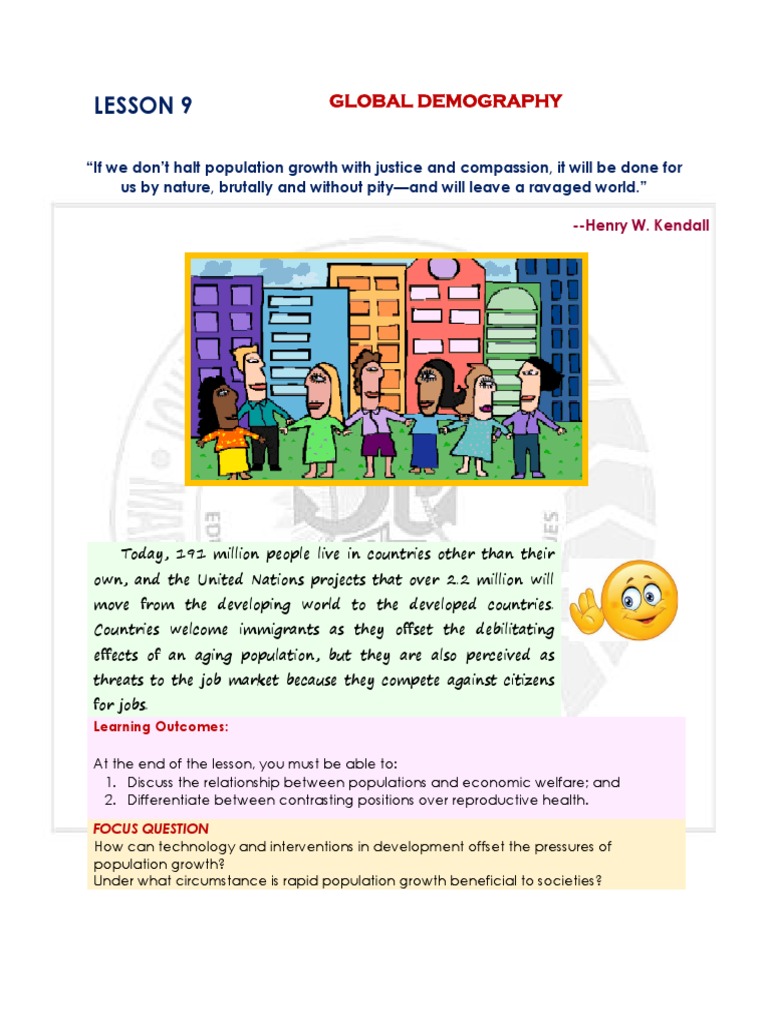 Lesson 9 Discussion Global Demography | PDF | Economic Growth | Population