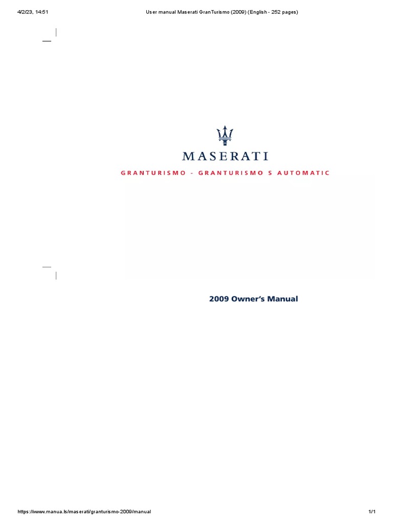 User Manual Maserati GranTurismo (2009) (English - 252 Pages) | PDF