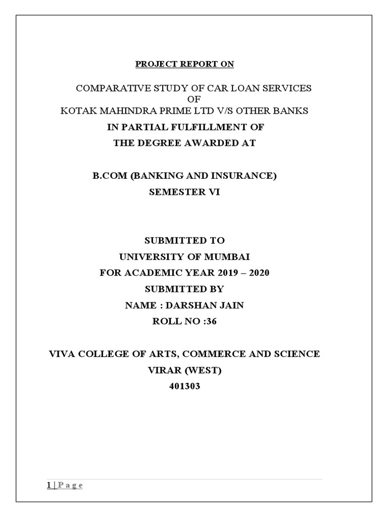 PROJECT REPORT On Car Loan - Docx 222222.docx DJ | Download Free PDF ...