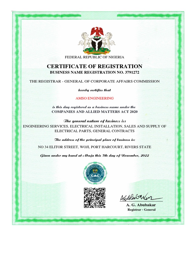 Certificate - Amso Engineering | PDF