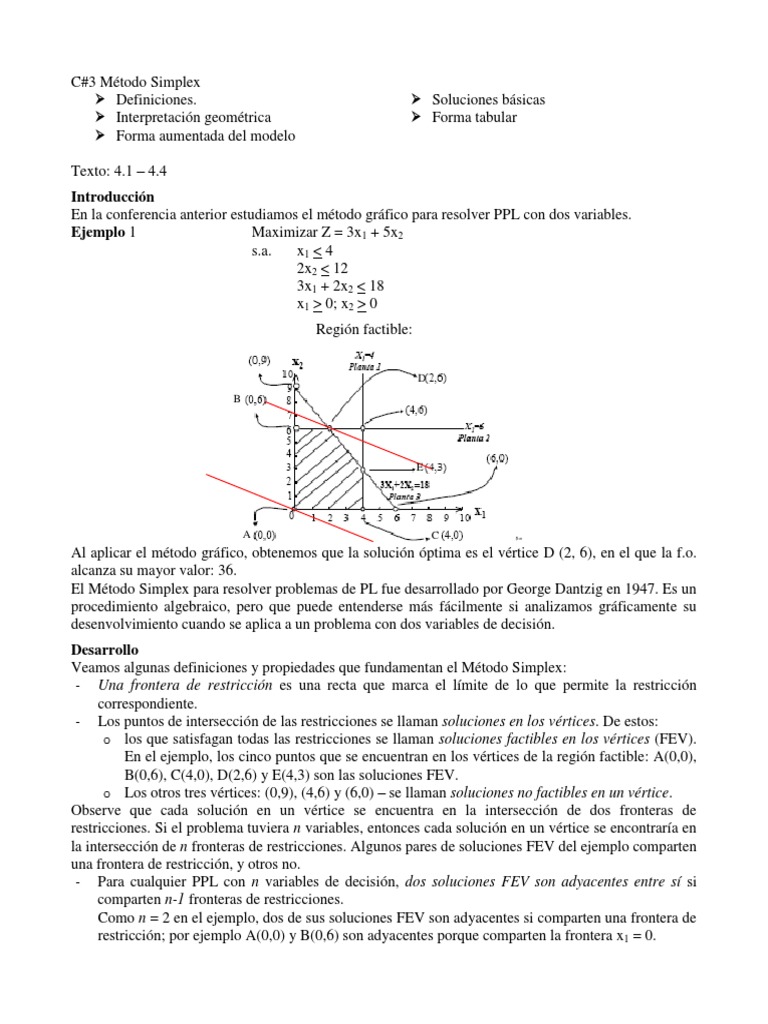 C3 Método Simplex | PDF | Ciencias de la Computación | Algoritmos y ...