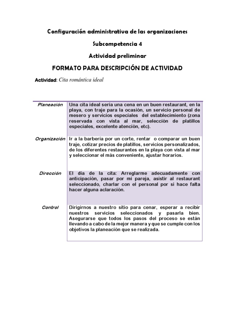 Descripción de La Cita Romantica | PDF