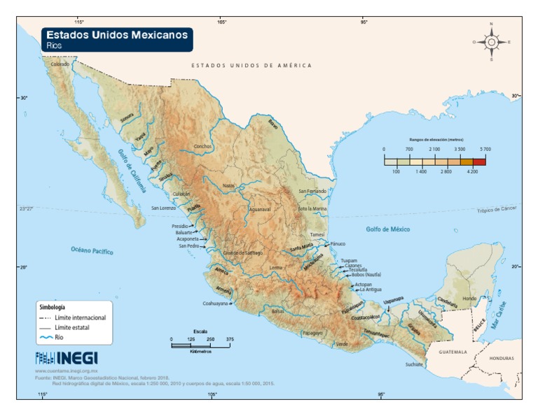 Mapa Mexico Rios A Color | PDF