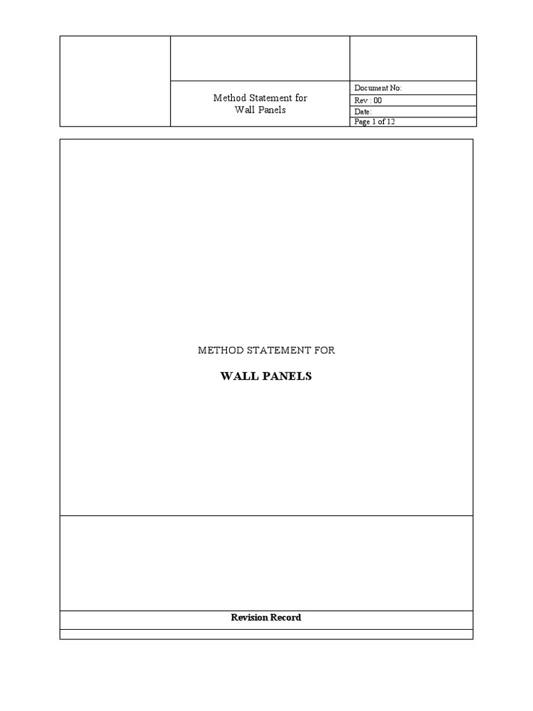 Method Statement For Wall Panels Installation | PDF | Quality Assurance ...