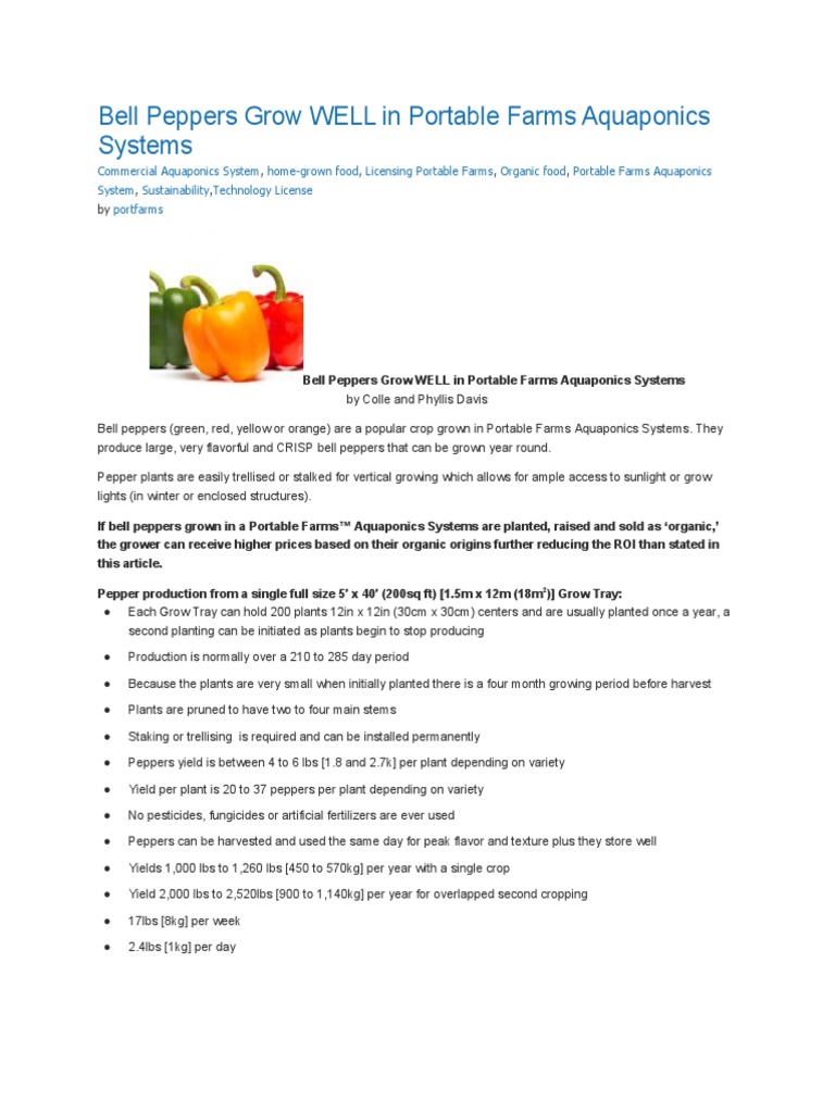 Growing Bell Peppers in Portable Farms Aquaponics Systems: High Yields ...