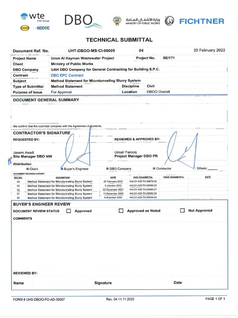 UHT DBOO MS CI 05005 04 Method Statement For Microtunneling - Slurry ...