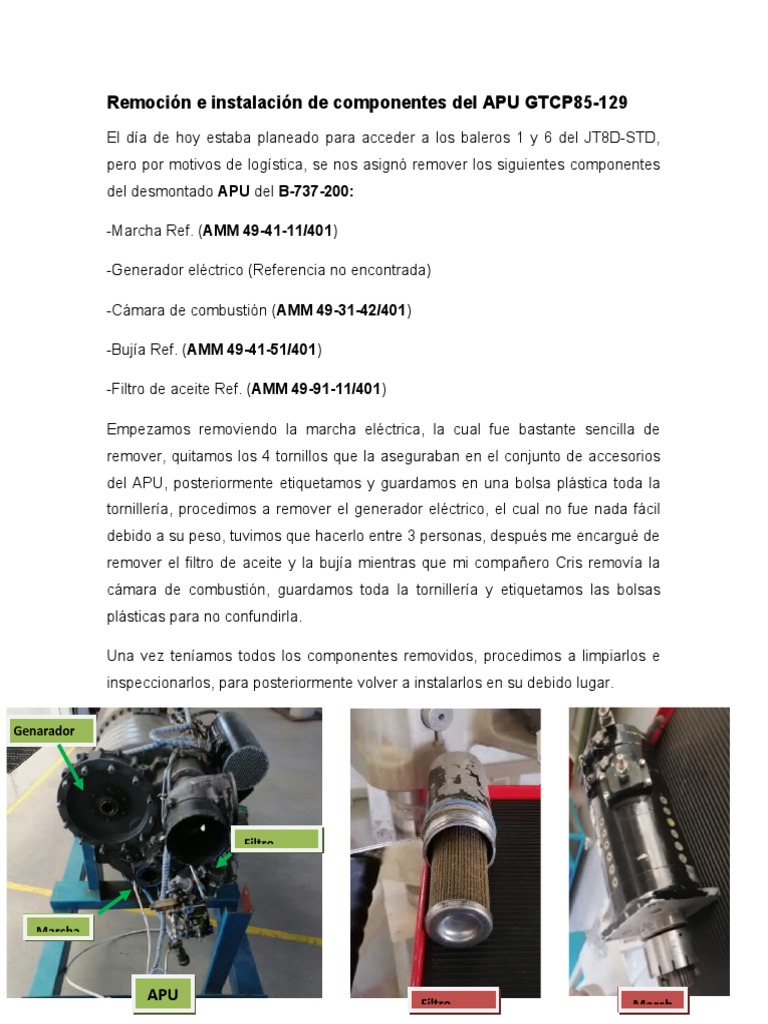 Remoción e Instalación de Componentes Del APU GTCP85 | PDF ...