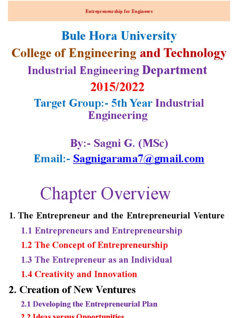 CHAPTER 1 Enterprenuership For Engineers | PDF | Entrepreneurship ...
