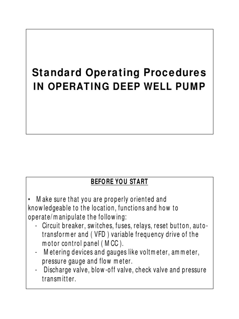 SOP For Pump and Gen Set | PDF | Voltage | Mains Electricity