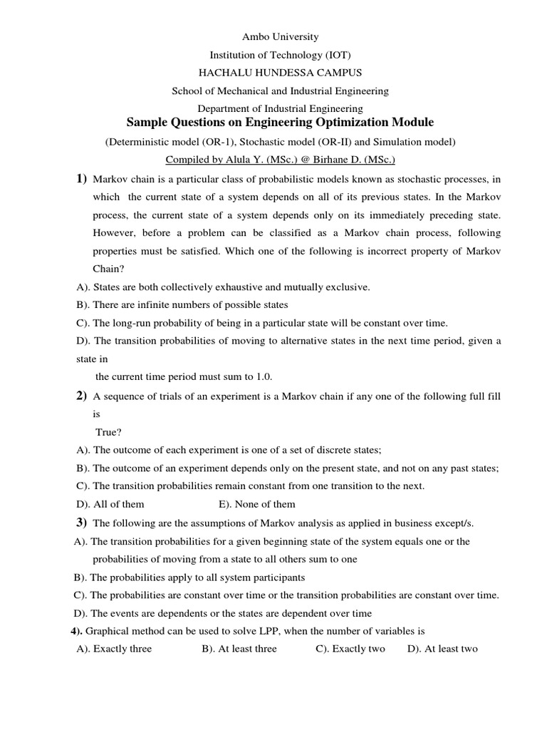 !-IE-Exit Exam Model Questions | PDF | Linear Programming ...