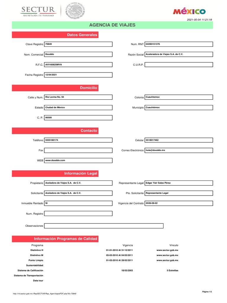 Dooddo Reporte RNT | PDF | Industrias de servicio