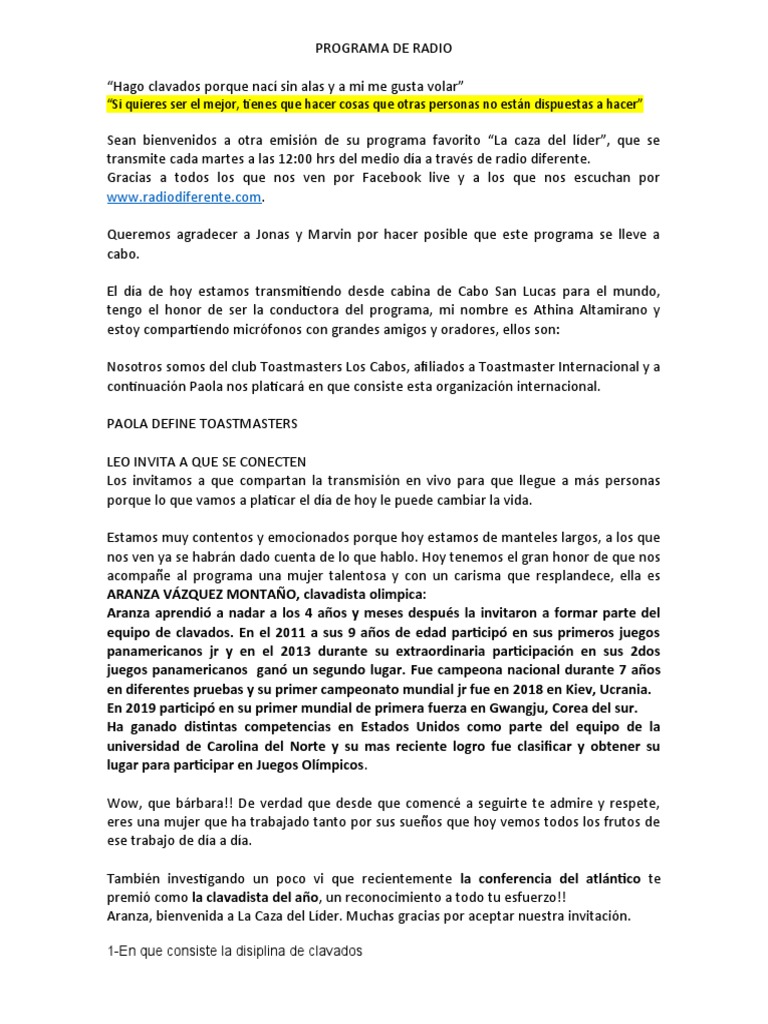 Borrador Programa de Radio | PDF