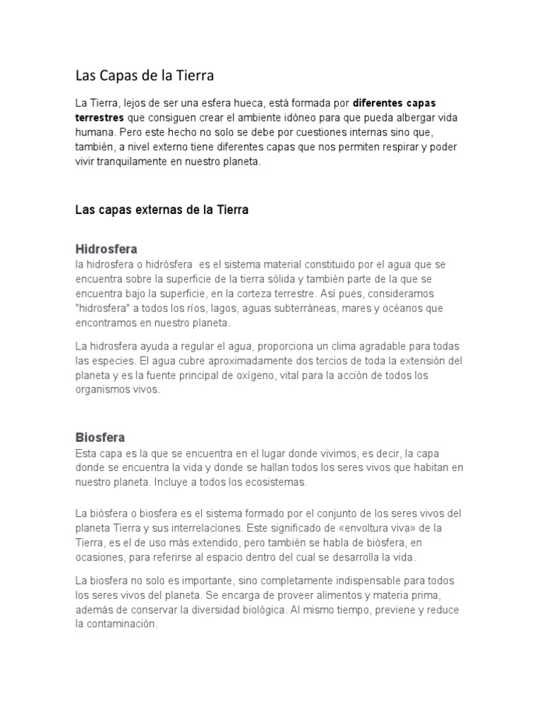 Las Capas de La Tierra | PDF | Tierra | Ozono