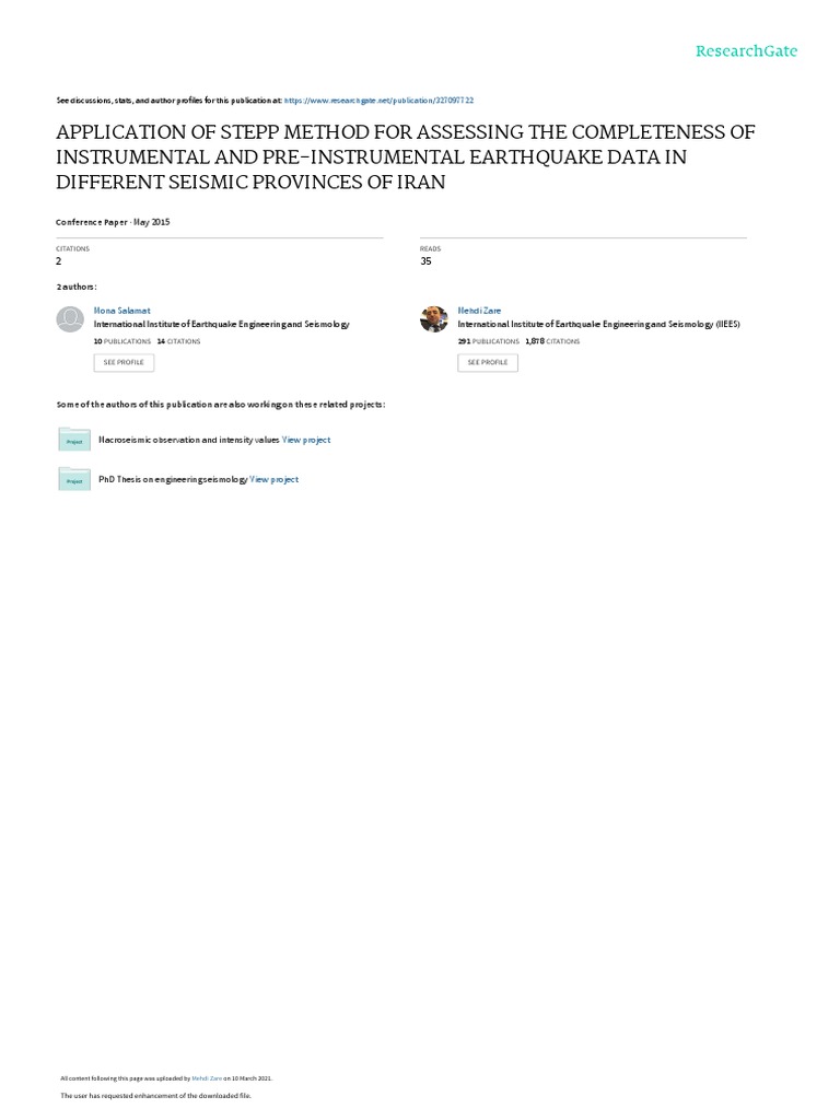 Application of Stepp Method For Assessing The Completeness | PDF ...