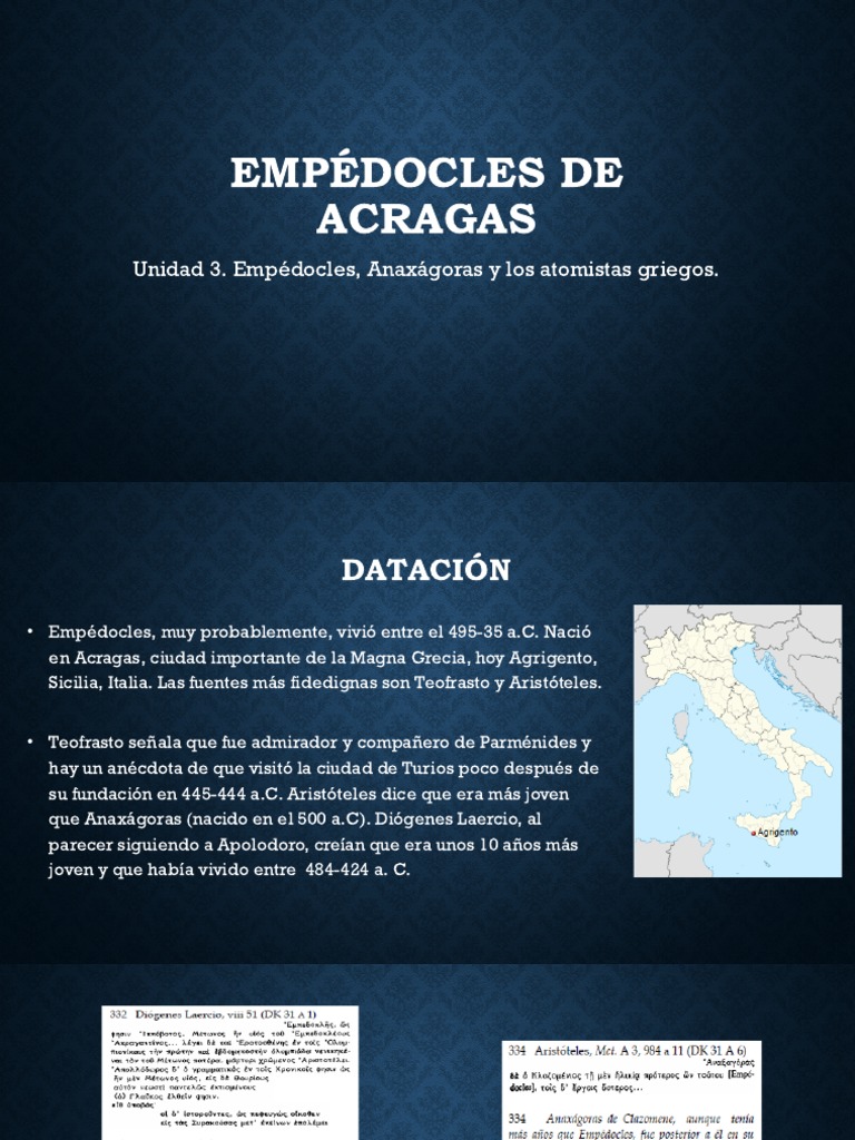 Clase 13. Empédocles de Acragas | PDF | Aristóteles | Amor