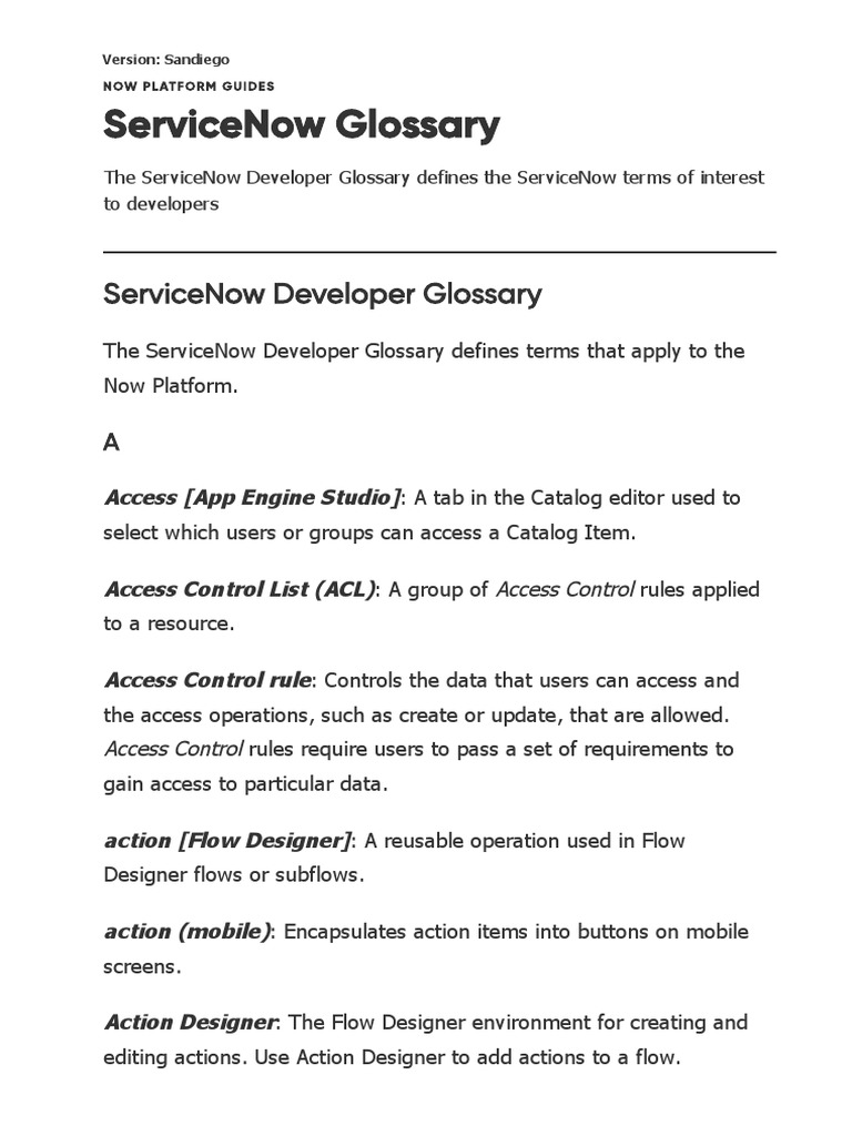 ServiceNow Developer Glossary | PDF | Dynamic Web Page ...