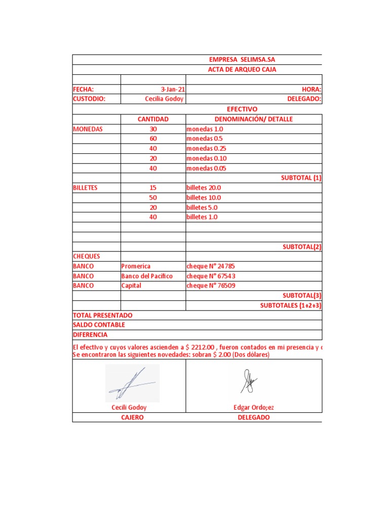 Arqueo De Caja Pdf Bancos Jerga Corporativa