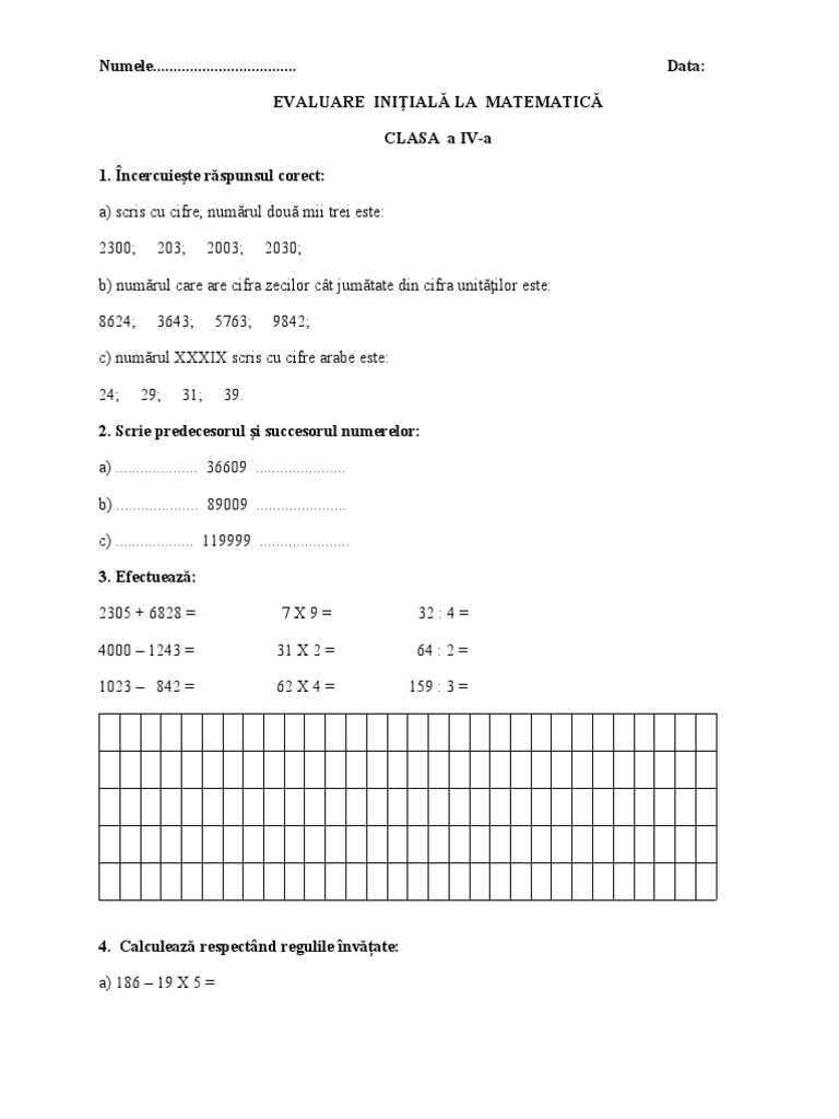 2 Ev. Initiala Mate cl.4 | PDF