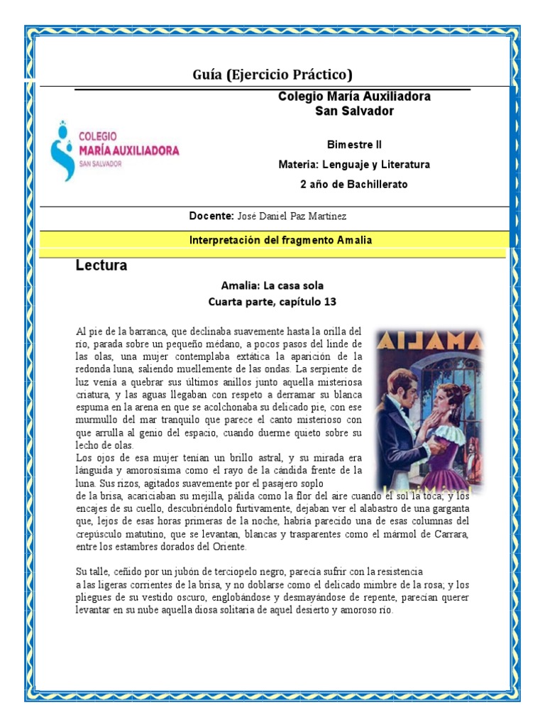 Lectura Del Fragmento de Amalia... | PDF