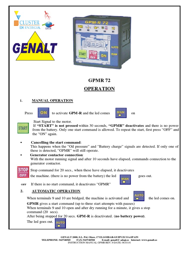 Automatic Generator Control System Manual: Operation and Alarms of the ...