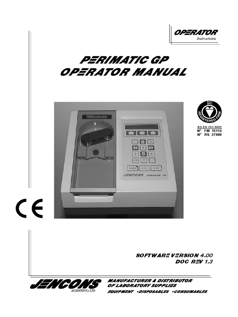 Operator Manual for the JENCONS PERIMATIC GP Programmable Automatic ...