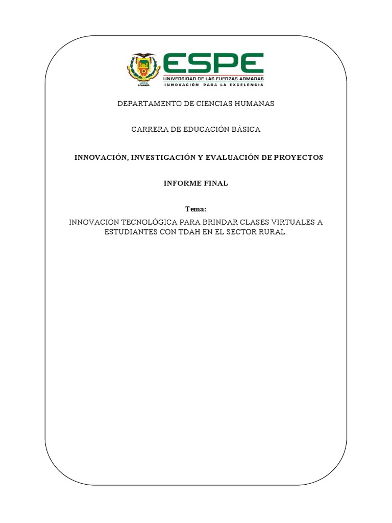 A4.Informe FInal Grupo10.Innovación-Investigación y Evaluacion de Proyectos | PDF | Enseñando ...