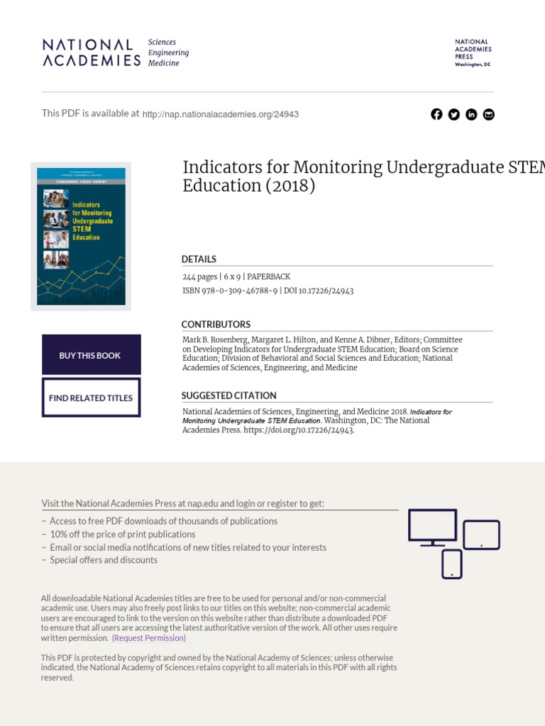 Indicators For Monitoring Undergraduate Stem Education | PDF | Science ...