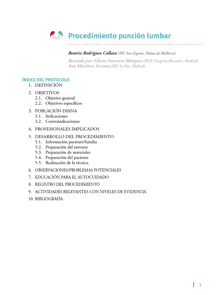 Procedimiento de Punción Lumbar en Niños | PDF | Medicina CLINICA ...