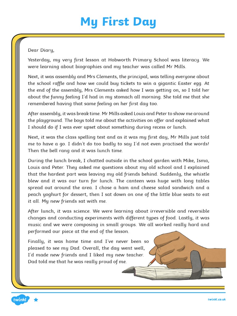 My First Day at Hobworth Primary | PDF | Lunch