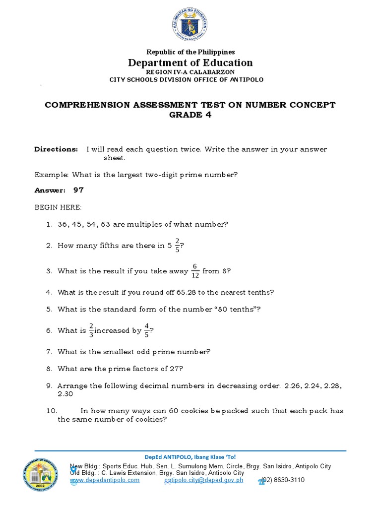 Grade Four (4) Number Concept | PDF