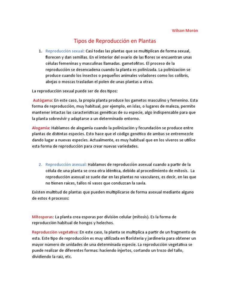 Reproduccion en Plantas | PDF | Plantas | Reproducción