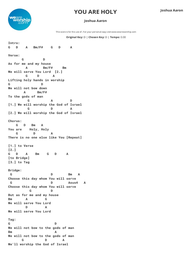 You Are Holy - Joshua Aaron Chords | PDF