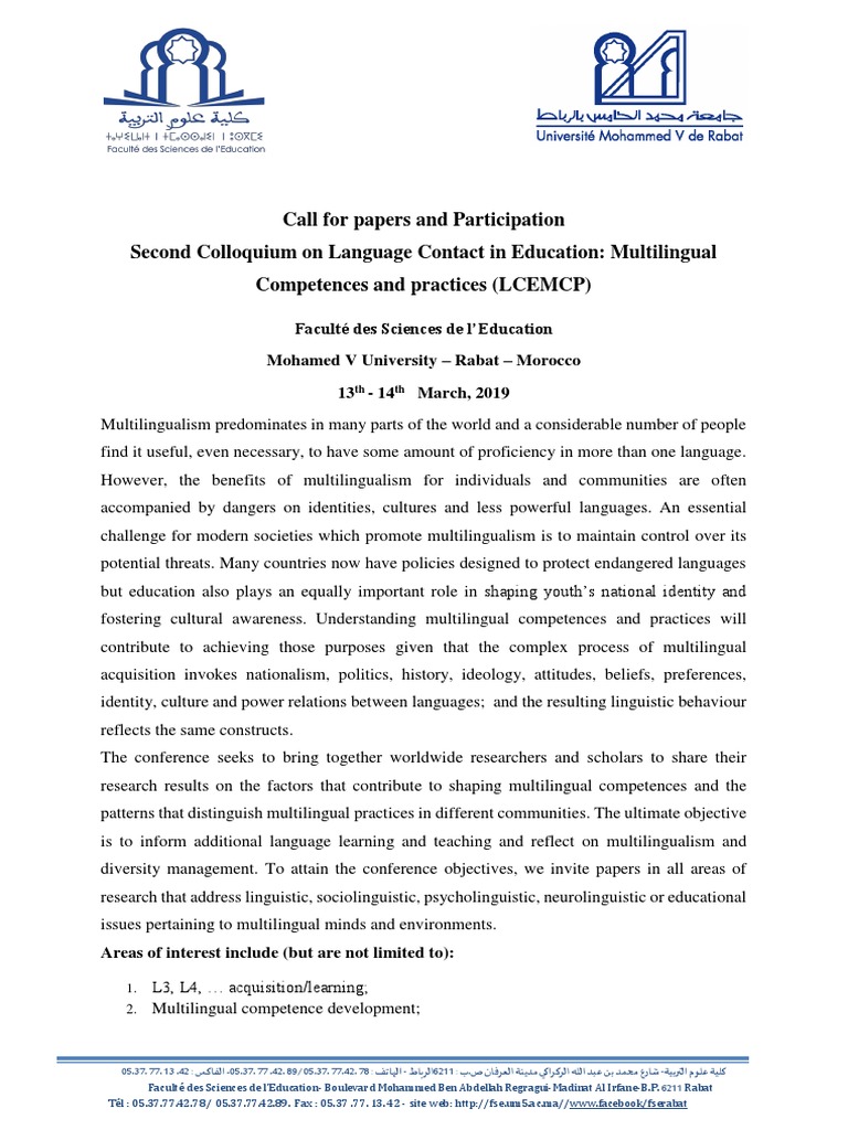 Call for Papers: Multilingualism Conference | PDF | Multilingualism | Linguistics