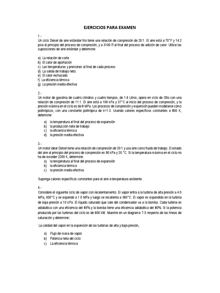 Ejercicios para Examen | PDF