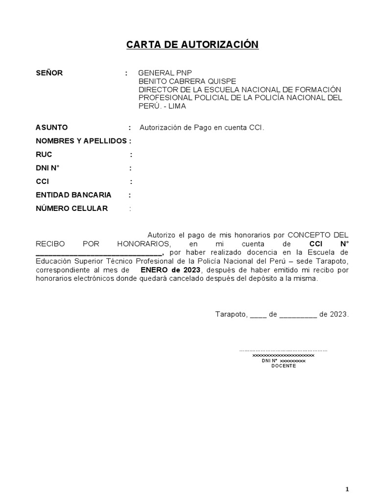 Carta Autorizacion | PDF