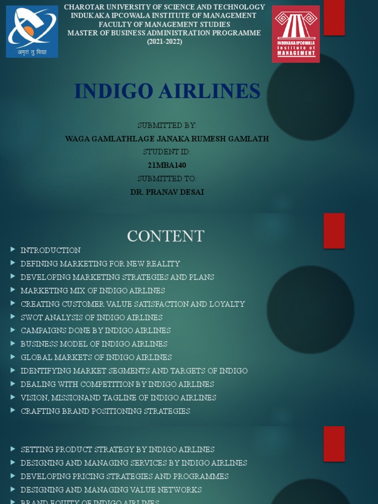 Marketing Management Assignment On Indigo Airlines | PDF | Airlines ...